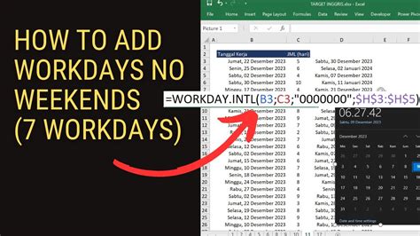 How To Add Workdays No Weekends 7 Workdays Youtube