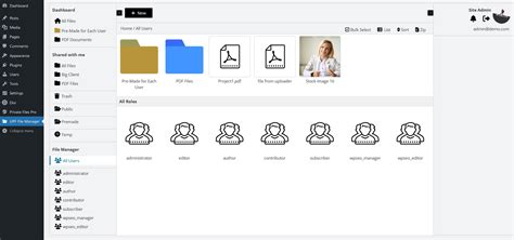 File Manager For Admin User Private Files