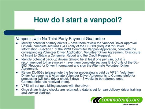 Ppt Vanpool 101 Powerpoint Presentation Free Download Id5928178