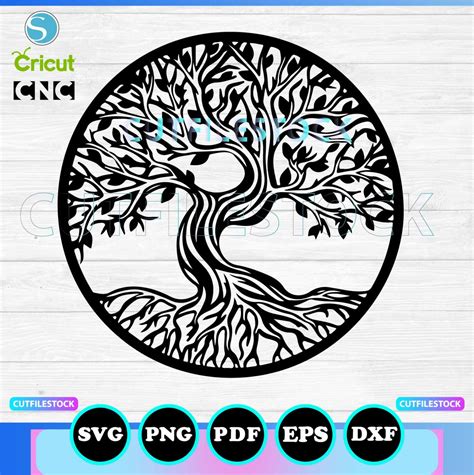 Tree Of Life With Leaves Twinni Svg Dxf Png Eps Tree Of Life Svg Silhouette Cricut