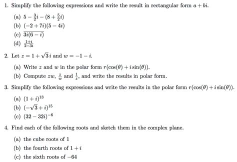 Solved Simplify The Following Expressions And Write The