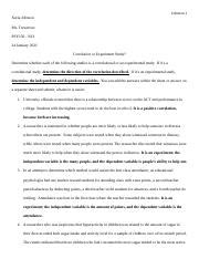 Correlation Experiment PSY Docx Johnson Xaria Johnson Ms Trevarrow PSY N