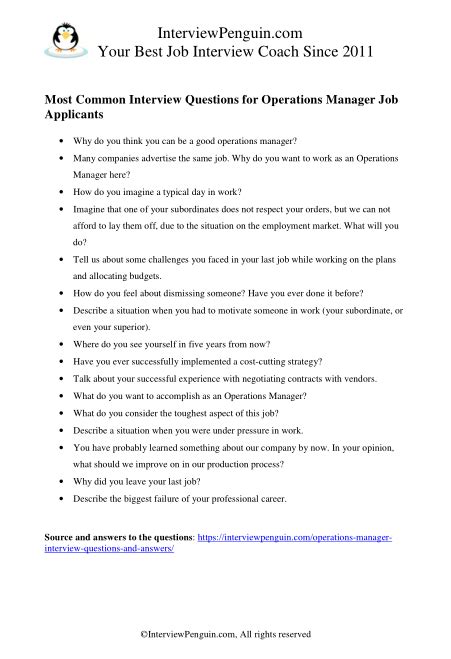 15 Difficult Interview Questions And Answers For Operations Manager