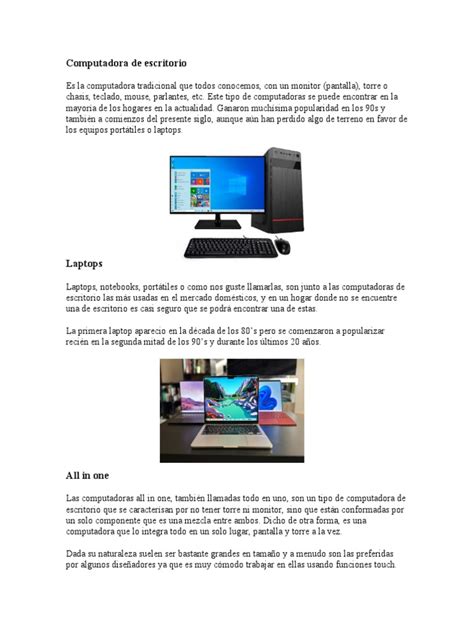Tipos De Computadoras Pdf Ordenador Portátil Smartphone