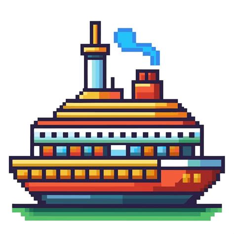 Premium Vector Pixel Art Cruise Ship Illustration Retro Maritime Travel Icon