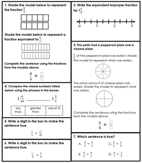 Virginia Math Sol 4 Ns 3 Fractions Questions Task Card Bundle