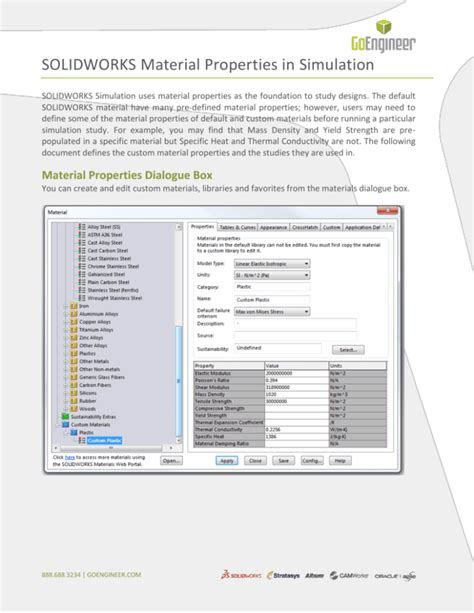 Solidworks Material Properties In Simulation