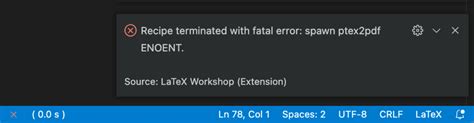 Vscode で Recipe Terminated With Fatal Error Spawn Ptex2pdf Enoent が