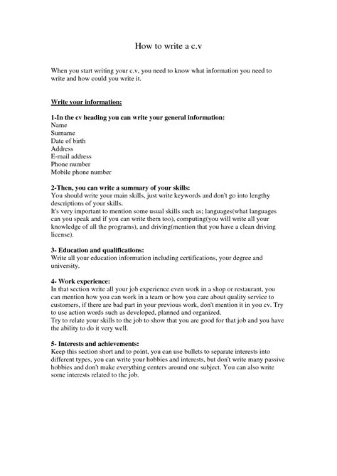 How To Write A CV Fotolip