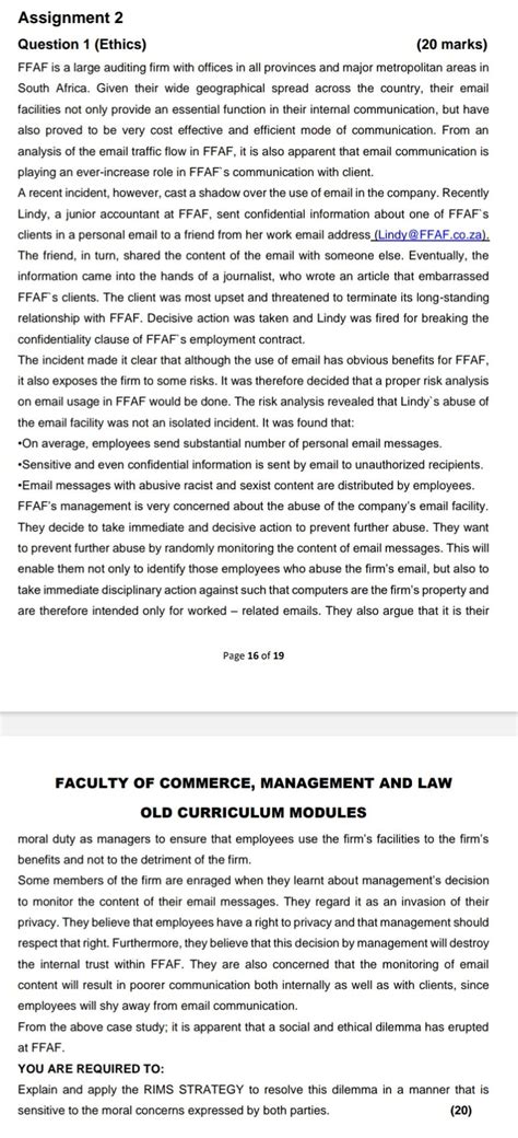 Solved Assignment 2 Question 1 Ethics 20 Marks Ffaf Is A