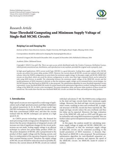 Pdf Near Threshold Computing And Minimum Supply Voltage Of Single Rail Mcml Circuits