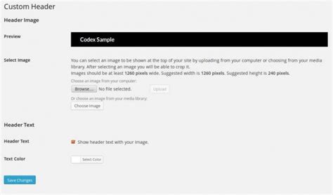 Appearance Header Screen Wordpress Codex