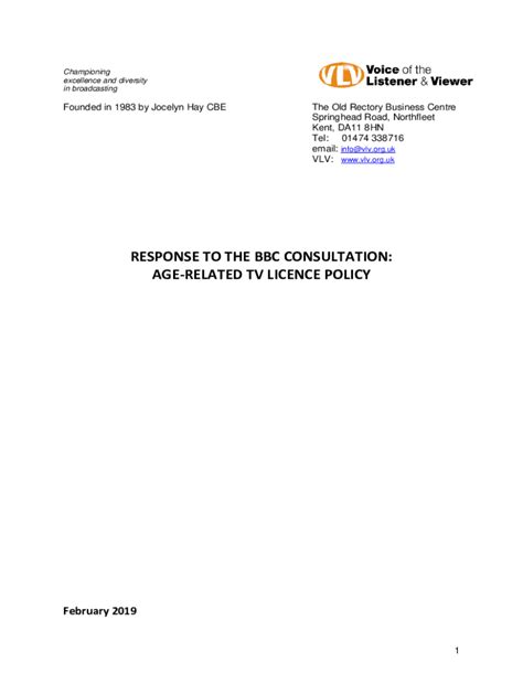Fillable Online Downloads Bbc Co Response To The Bbc Consultation Age Related Tv Licence Policy