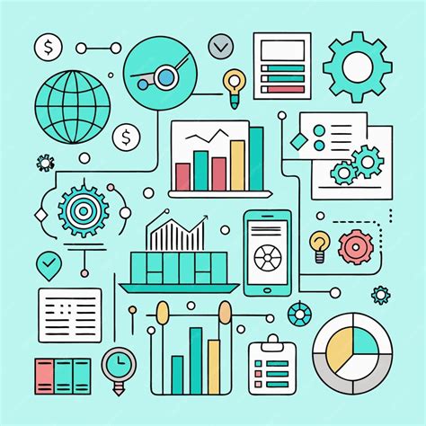 Business Strategy And Financial Data Visualization With Charts Graphs And Icons Premium Ai