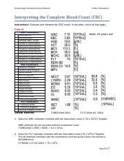 Interpreting CBC Results In Hematology Clinical Simulations Course Hero