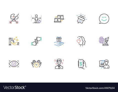 Smile Outsource Work And Money App Line Icons Vector Image