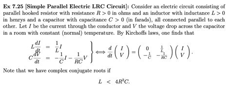 Solved Ex 7 25 Simple Parallel Electric LRC Circuit Chegg Com
