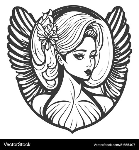Angel Beauty Girl Grey Royalty Free Vector Image