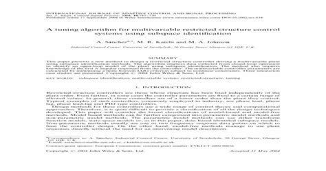 a tuning algorithm for multivariable restricted structure control
