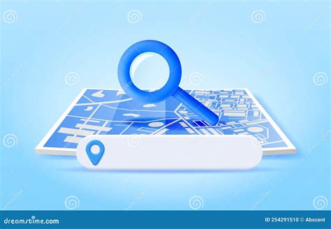 3d Location Folded Paper Map Search Bar And Pin Stock Vector Illustration Of Navigation