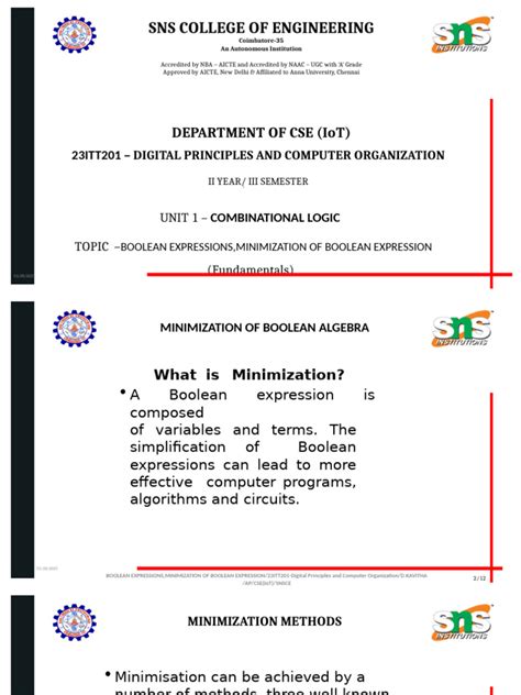 3fundamentals Minimization Of Boolean Expression Pdf Boolean