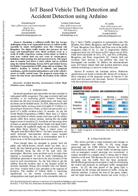 pdf iot based vehicle theft detection and accident detection using