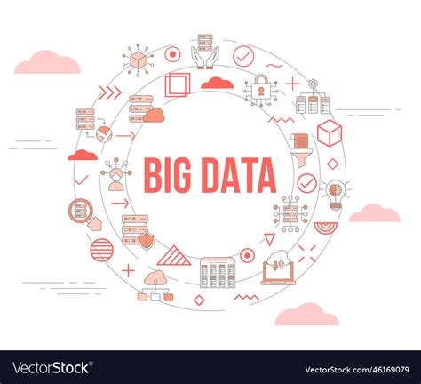 Big Data Concept With Icon Set Template Banner Vector Image