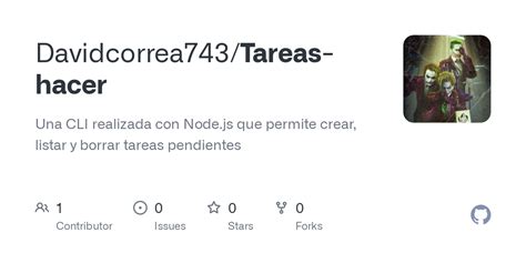 GitHub Davidcorrea Tareas Hacer Una CLI Realizada Con Node Js Que Permite Crear Listar Y