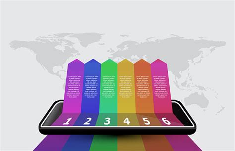 모바일 태블릿 전화 프리젠 테이션 인포 그래픽 벡터와 프로세스 단계의 인포 그래픽 템플릿 3차원 형태에 대한 스톡 벡터 아트 및
