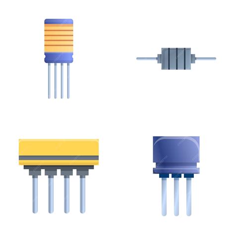 Premium Vector Capacitor Icons Set Cartoon Vector Capacitor And Resistor