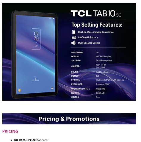Specs On August 26 The Tcl Tab 10 5g Is Coming To Metro By T Mobile R Metropcs