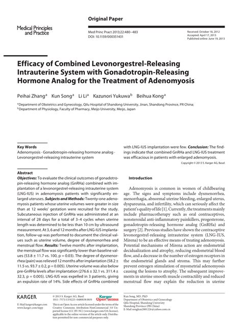 Pdf Efficacy Of Combined Levonorgestrel Releasing Intrauterine System With Gonadotropin