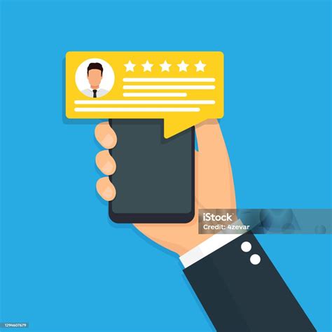 평평한 평가 검토 휴대 전화 아이콘 벡터 일러스트레이션의 연설 피드백 개념에 대한 스톡 벡터 아트 및 기타 이미지 개념 계급 고객 Istock