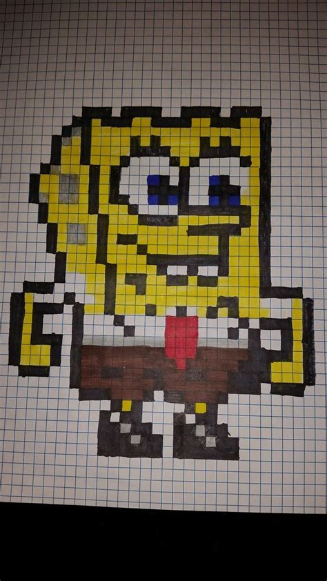 Pixel Art Sponge Bob Spongebob Grid Drawing Pixel Art Spongebob Easy