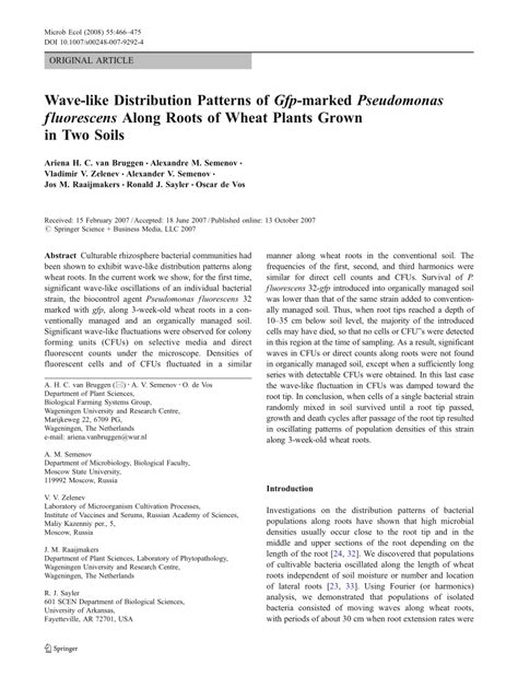 Pdf Wave Like Distribution Patterns Of Gfp Marked Pseudomonas