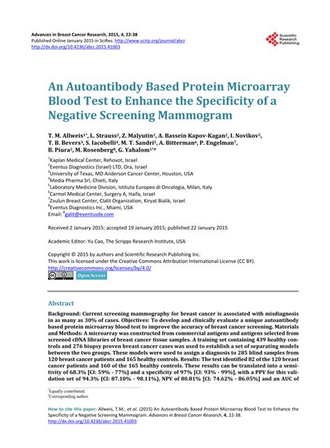 Pdf An Autoantibody Based Protein Microarray Blood Test To Enhance