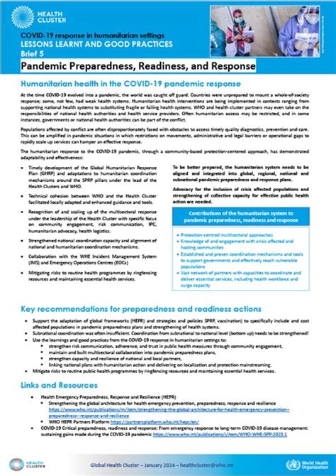 Pandemic Preparedness Readiness And Response