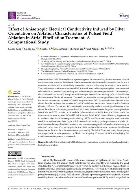 Pdf Effect Of Anisotropic Electrical Conductivity Induced By Fiber Orientation On Ablation