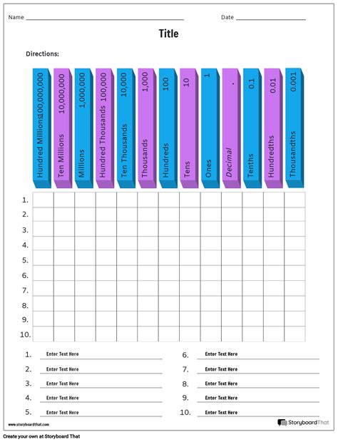 Purple And Blue Custom Place Value Template Storyboard