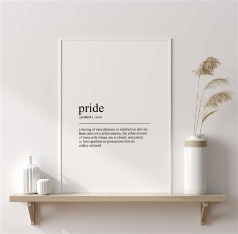 Pride Definition Prints Pride Dictionary Art Mindset Print