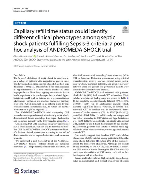 Pdf Capillary Refill Time Status Could Identify Different Clinical Phenotypes Among Septic