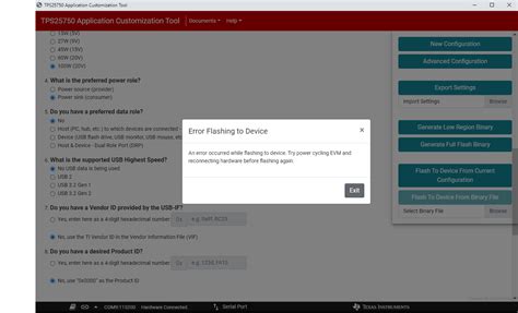 TPS25750EVM Error Flashing To Device Interface Forum Interface TI E2E Support Forums
