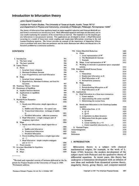 Intro To Bifurcation Theory Pdf Eigenvalues And Eigenvectors Dynamical System