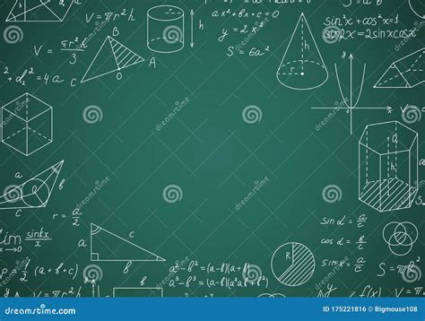 Blackboard Mathematical With Thin Line Shapes Round Design Template Vector Stock Vector