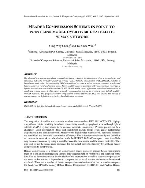 Pdf Header Compression Scheme In Point To Point Link Model Over