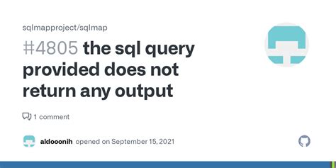 The Sql Query Provided Does Not Return Any Output · Issue 4805