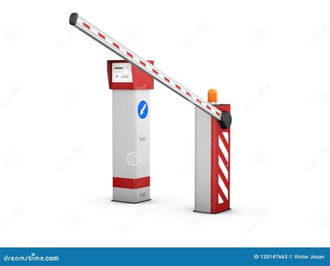 D Illustration Of Barrier Gate Automatic System For Security Stock Illustration Illustration