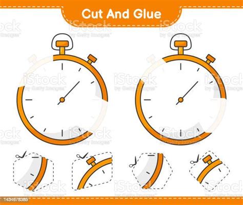 자르고 붙이고 스톱워치의 일부를 자르고 붙이십시오 교육 어린이 게임 인쇄 가능한 워크 시트 벡터 일러스트 레이 션 0명에 대한 스톡 벡터 아트 및 기타 이미지 Istock