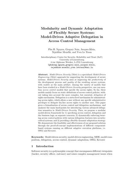 Pdf Modularity And Dynamic Adaptation Of Flexibly Secure Systems Model Driven Adaptive