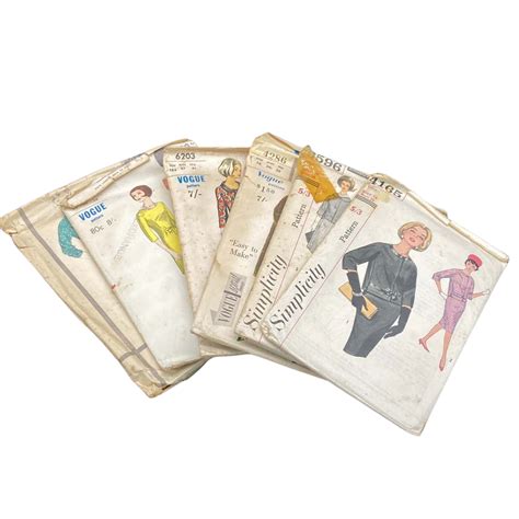 Set Of 6 Vintage Sewing Patterns S